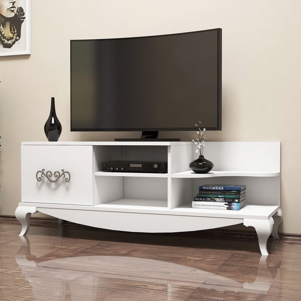 TV állvány, fehér - - ️ Időtálló design, kedvező áron ️ Butopêa